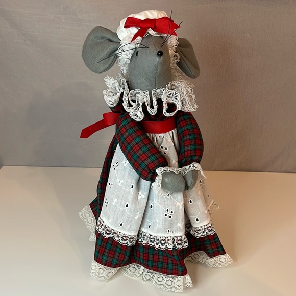 Holiday | Felt Christmas Mouse In Redgreen Plaid Dress And White Lace ...